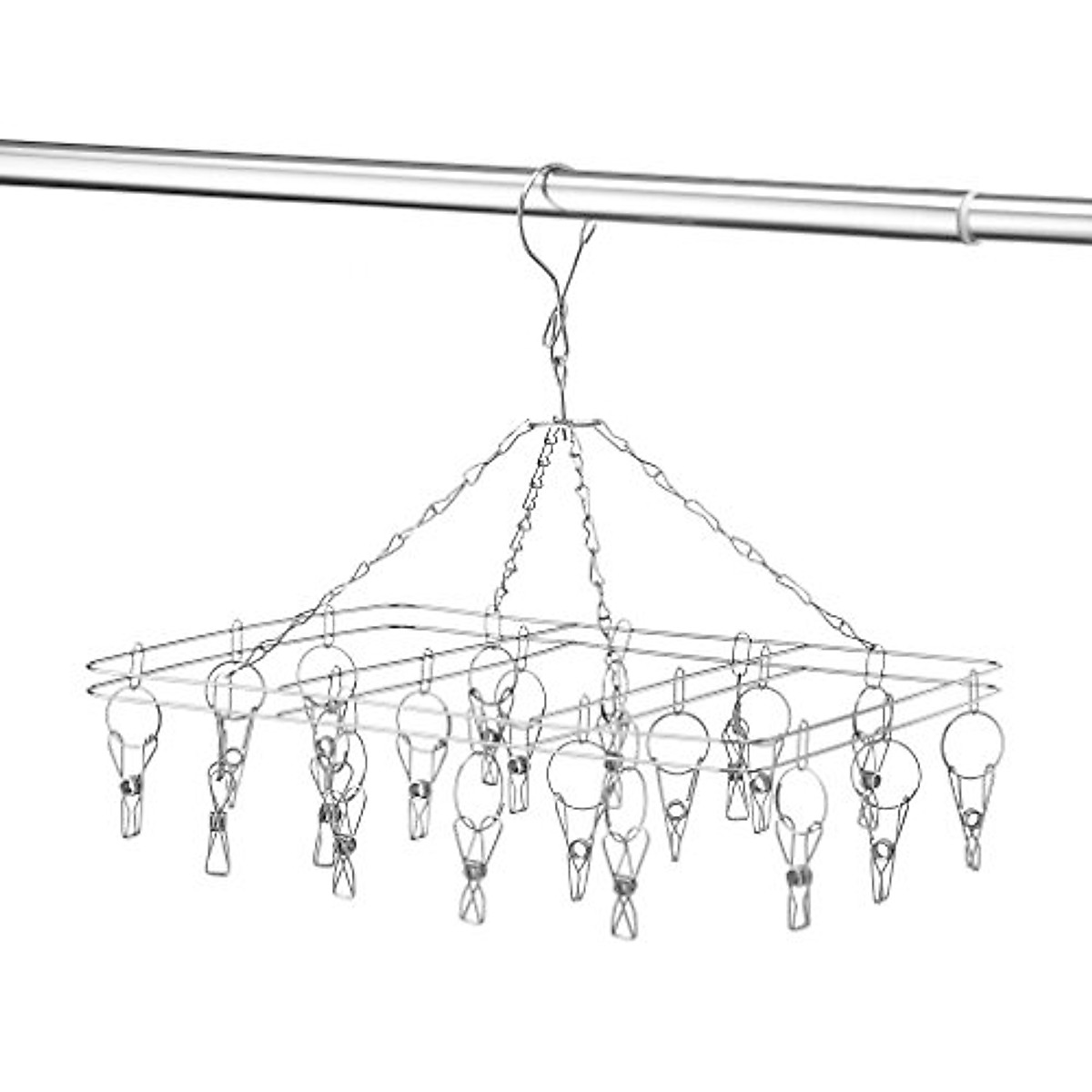 Whitmor Stainless Steel Clip & Drip Hanger with 20 Clips