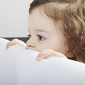 BreathableBaby Breathable Mesh Crib RailGuard Teething Cover — White — 27” Short Panels (2) — Fits Most Full-Size Cribs (Does Not Fit Mini Cribs) — Use with Coordinating Long Panel for Extra Coverage