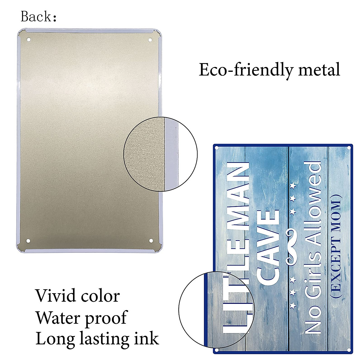 CREATCABIN Metal Tin Sign Man Cave No Girls Allowed Except Mom Retro Vintage Funny Wall Art Mural Hanging Iron Painting for Home Garden Bar Pub Kitchen Living Room Office Garage Plaque 8 x 12inch