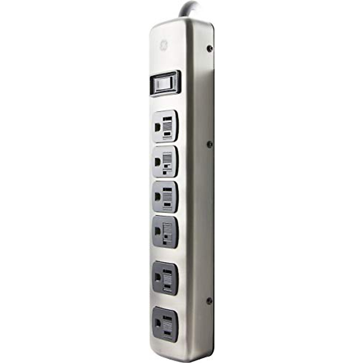 GE UltraPro 6-Outlet Surge Protector, Brushed Nickel, 34767