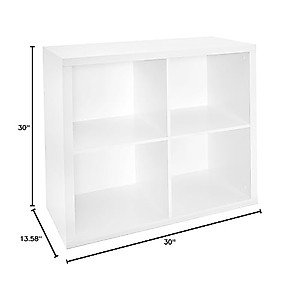 ClosetMaid 4 Cube Storage Shelf Organizer Bookshelf with Back Panel, Easy Assembly, Wood, White Finish