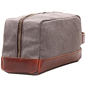 IBLUE Toiletry Bag Leather and Canvas Travel Dopp Kit Bathroom Shaving Organizer for Men&Women Travel Accessories,B03 (BLACK)