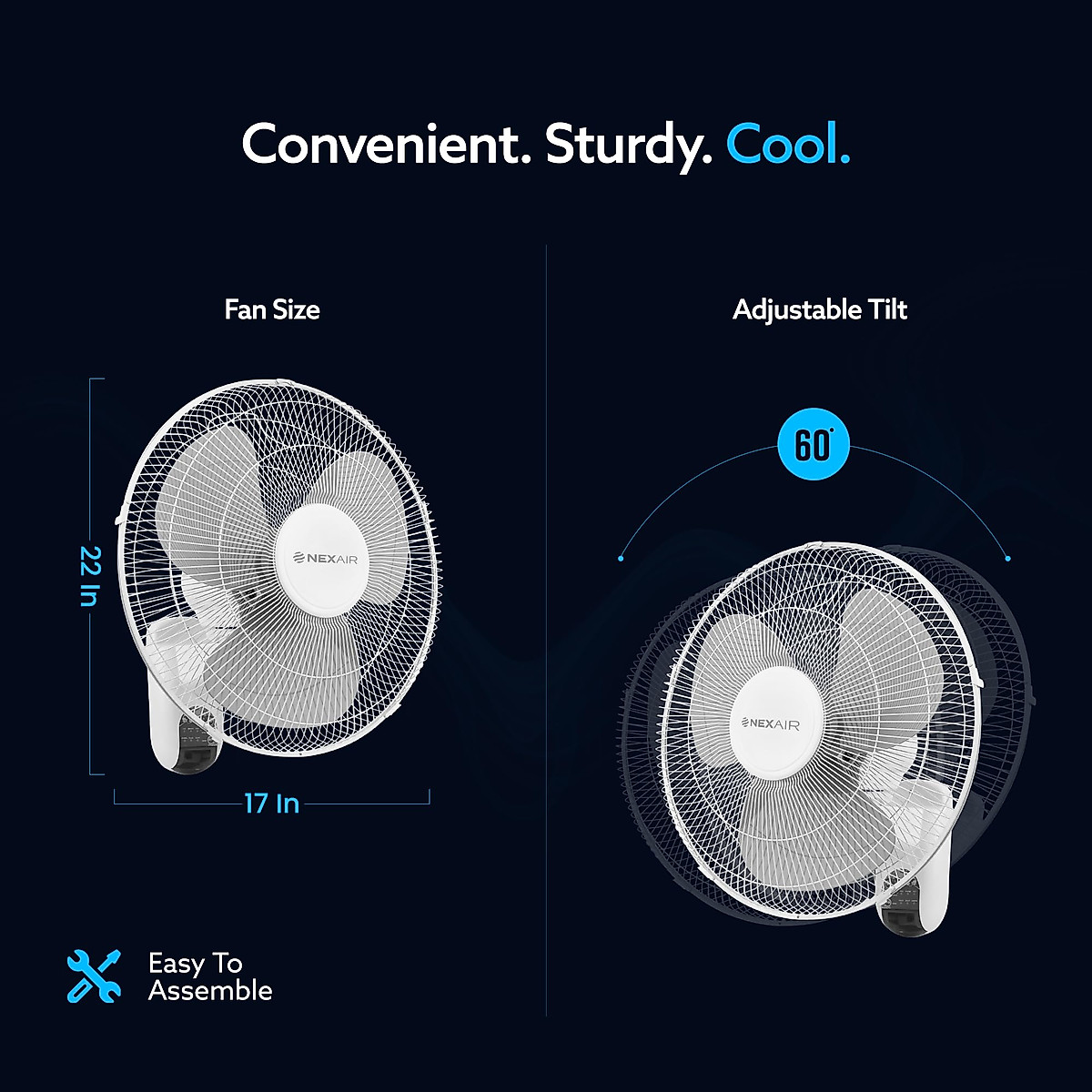 NEXAIR 16" Oscillating Wall Mount Fan, Quiet Operating Room Fan With Remote Control, 3 Speed Wall Fan for Bedroom with 7.5 Hr Auto Off Timer, Adjustable Cooling Fan For Home, Office & Living Room