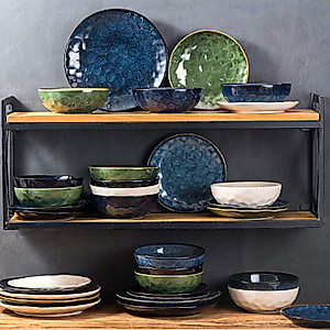 24-Piece Ceramic Dinnerware Set for 6, Ceramic Dinner Plates, Salad Plates, Bowls Set, Coffee Mug Set, Microwave, Oven, and Dishwasher Safe, Scratch Resistant, Suitable for Home, Party, Restaurant