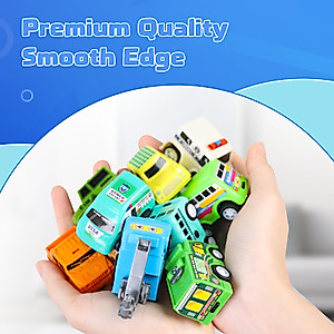 YiHee 24 Pieces Pull Back Cars Toy Vehicles Set, Mini Toys City Cars and Trucks, Variety of Vehicles and Figures, Small Car with Storage Bag, Party Favors Bulk Birthday Gift for Boys Girls Kids