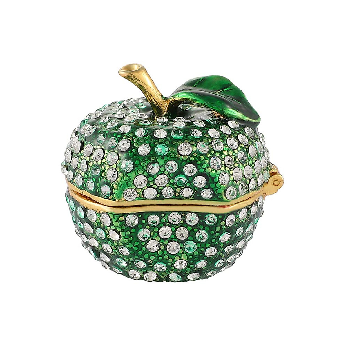 Furuida Green Lucky Apple Trinket Boxes Hinged Hand-painted Little Jewelry Box Ornaments Craft Gift for Women Girls