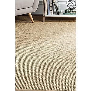 SAFAVIEH Natural Fiber Collection Area Rug - 9' x 12', Maize & Linen, Border Sisal Design, Easy Care, Ideal for High Traffic Areas in Living Room, Bedroom (NF141B)