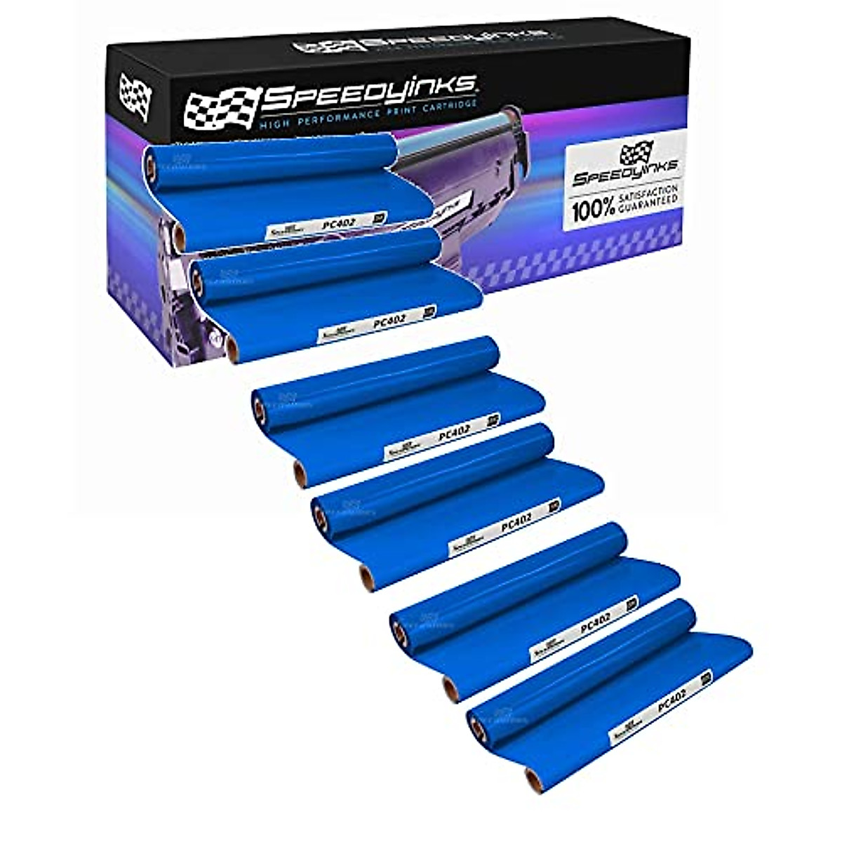 Speedy Inks Compatible Thermal Fax Ribbon Refill Rolls for Brother PC402 (Black, 6-Pack)