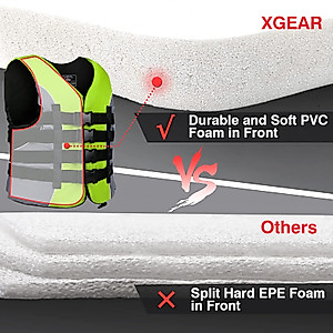 XGEAR Adult USCG Life Jacket Vest Water Sports (Lime, M)