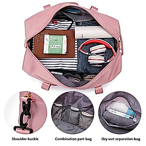 Laripwit Travel Duffle Bag Large Size Gym Bags for Women Weekender Duffel Bag with Shoes Compartment Overnight Bag Women 55 L, Pink