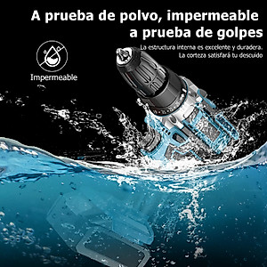 DEWIN Cordless Power Drill Set, 21V Electric Drill with Battery and Charger, 2 Variable Speed, 24 piece tool Portable Drill With tool box blue