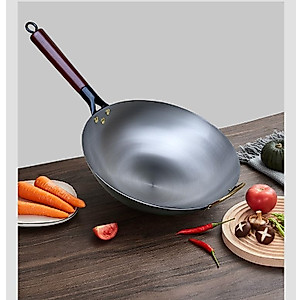 VONOTO Carbon Steel Wok Pan, Wok Pan with Handle, Traditional Woks (16 inch)