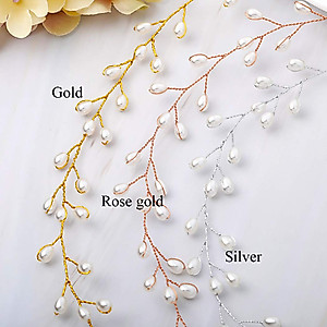 Catery Bride Wedding Headband Pearl Hair Vine Braid Headpieces Bridal Hair Accessories for Women(Sliver)