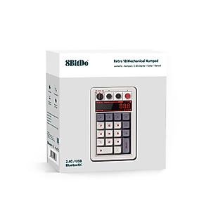 8Bitdo 18 Keys Retro Mechanical Numpad, Supports PC Numpad & Standard Calculator Mode, Hot-swappable, PC Calculator Shortcut Button, Bluetooth/2.4G/Wired Numpad for Windows and Android - N Edition
