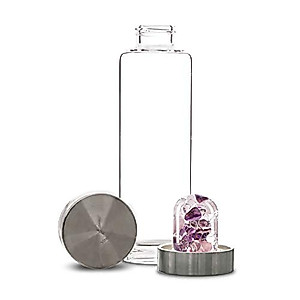 VitaJuwel ViA WELLNESS - Crystal Water Bottle with Amethyst, Rose Quartz & Clear Quartz