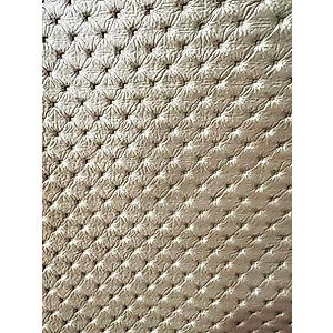 FABRICS FOREVER - Faux Leather Diamond Embossed Stitch Rose Gold Silver Upholstery Fabric by The Yard - 54’’ Wide | Silver Vinyl Fabric Material Faux Leather Sheets for DIY, Upholstery Crafts