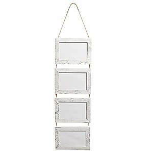 Houseables Collage Picture Frame, Hanging Photo Frames, 4” x 6” Prints, 2 PK, 4 Frame Set, White, Whitewash, Wood, w/Glass, Twine, Hanger, Rustic Style, Country Chic, Landscape, Farmhouse Decor