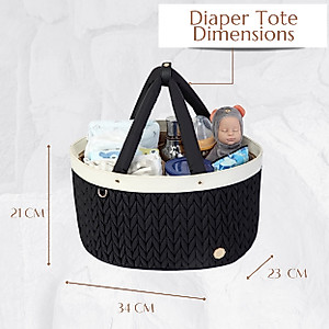 SEWBOO Baby Diaper Caddy Organizer Basket,Newborn Baby Diaper Bag Essential Items,Water Resistant,Large Capacity, Anti-Tear Lining (Black)