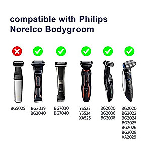 BG2000 Shaver foil Head replacement Compatible with Philips Norelco Bodygroom BG7040/BG7030/BG2039,2 count（NOT Fit For BG5025）