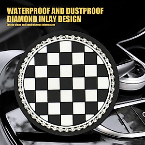 GKmow 2 PCS Bling Car Coasters, 2.7" Grid PVC Cute Anti-Slip Crystal Rhinestone Drink Car Cup Mat, Universal Car Cup Holder Insert Coaster for Most Cars
