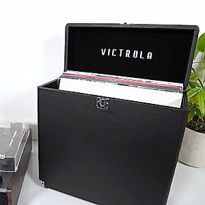 Victrola Vintage Vinyl Record Storage and Carrying Case, Fits all Standard Records - 33 1/3, 45 and 78 RPM, Holds 30 Albums, Perfect for your Treasured Record Collection, Turquoise