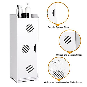 CITLOW White Bathroom Floor Cabinet,Multi-Purpose Storage Cabinet Unit,Free Standing Bathroom Furniture Cabinet with Door and Shelves for Living Room,Bedroom,Kitchen,Hallway,etc…