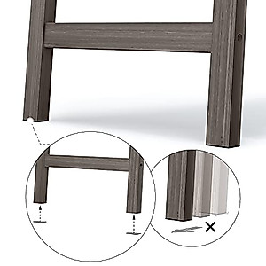 Ballucci Blanket Ladder, 5-Tier Towel Rack, Wood Decorative Ladder Shelf for Blankets, Throws, Quilts in Bathroom, Living Room, Bedroom, 54" Tall - Rustic Gray