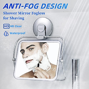 VELMADE Shower Mirror Fogless for Shaving Strong Suction Anti Fog Mirror for Shower Shatterproof Shaving Mirror Fog Free No Drilling Removable Waterproof Fogless Mirror for Bathroom, Gray