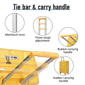 Joyway Luggage Suitcase with Spinner Wheels, Hardside Checked Luggage with TSA Lock, 24 Inch Medium Travel Suitcase (YELLOW,4PCS)