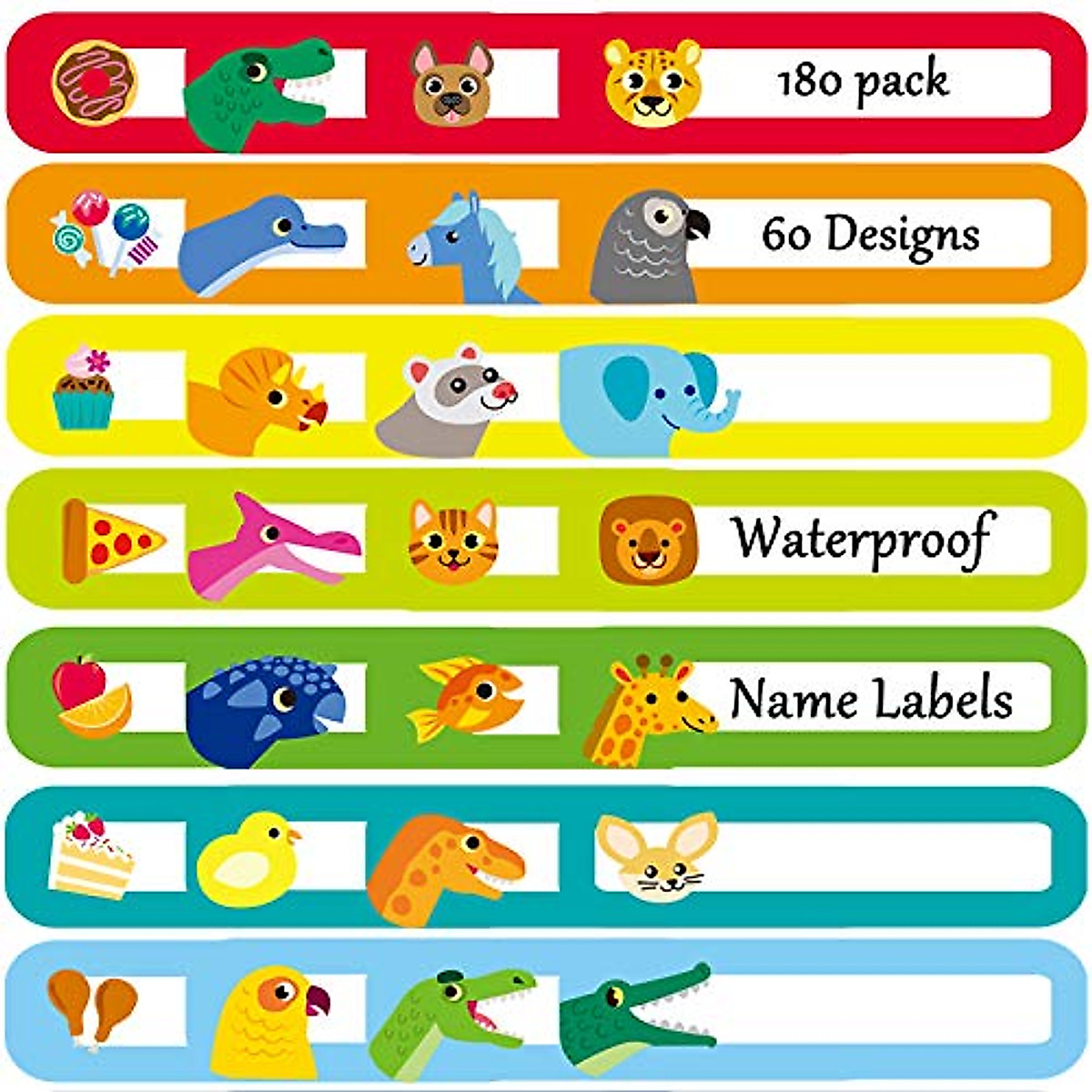 Youngever 180 Pack Baby Bottle Labels for Daycare, Waterproof, Self-Lamination, Write-on, 60 Fun Design