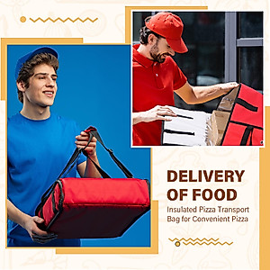 Mifoci 2 Pcs 20 x 20 x 6 Insulated Pizza Delivery Bag Pizza Warmer Bags Pizza Carrier Insulated Bags Hold 2-16" or 18" Pizza Boxes, for Catering Food Delivery, Restaurants, Cookouts (Red)