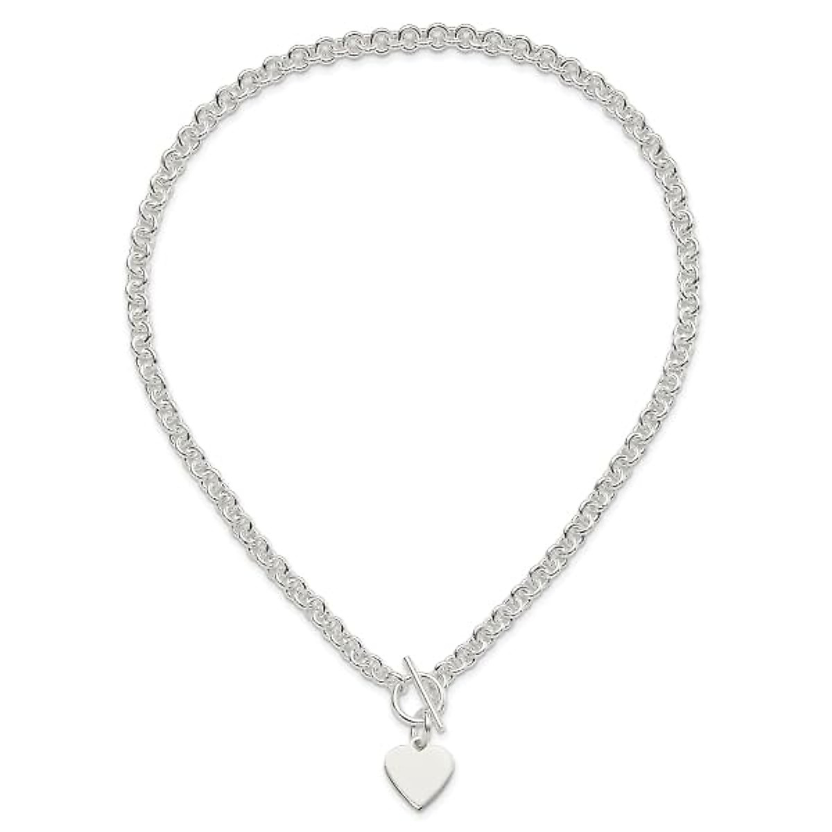 IceCarats 925 Sterling Silver Engraveable Heart Love Disc Link Necklace 18 inch Chain Toggle Clasp