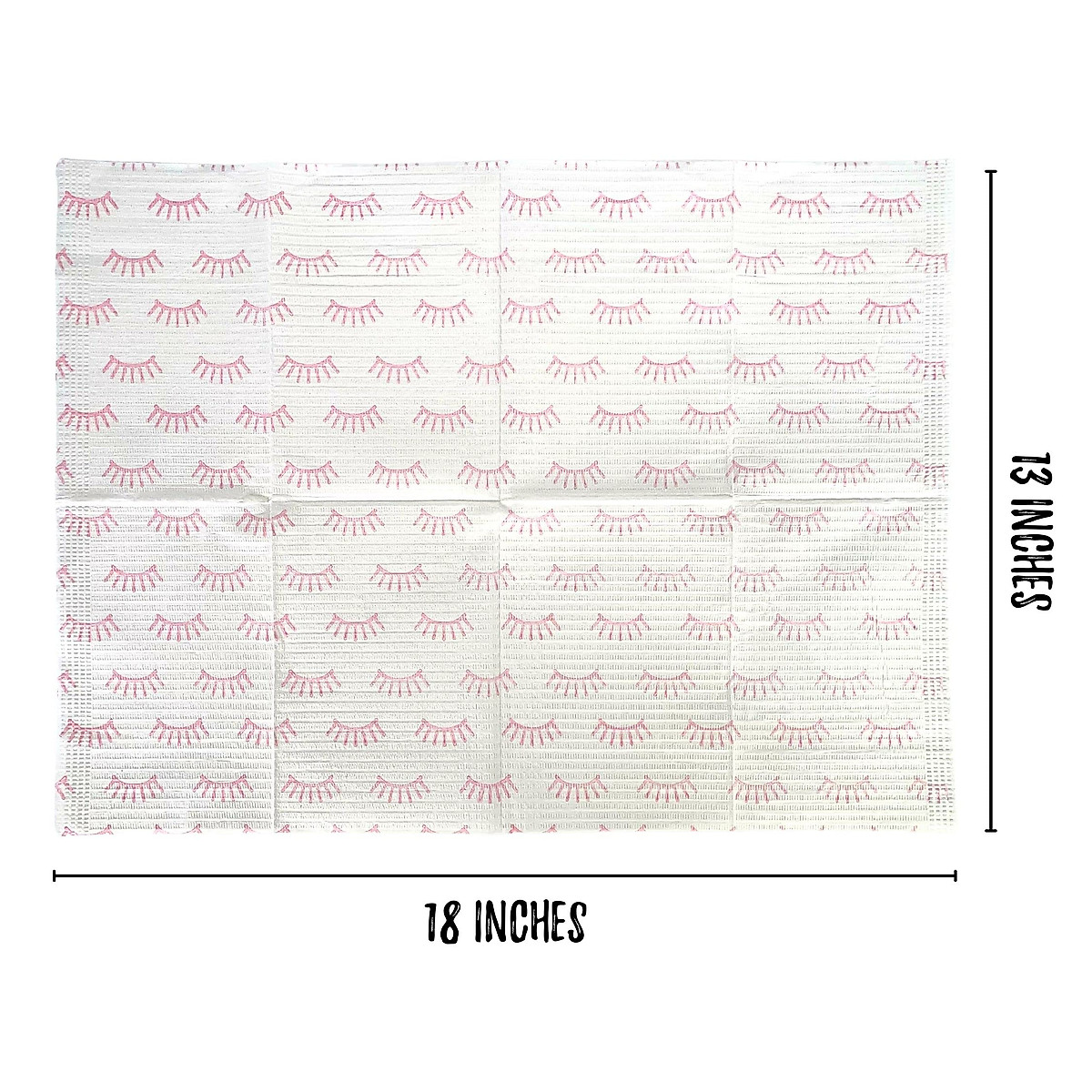 Disposable Lashing Dental Bib | 125 Pack | Size 13x18" inches | Eyelash Extension Supplies | White Bib with Pink Lash Print Design