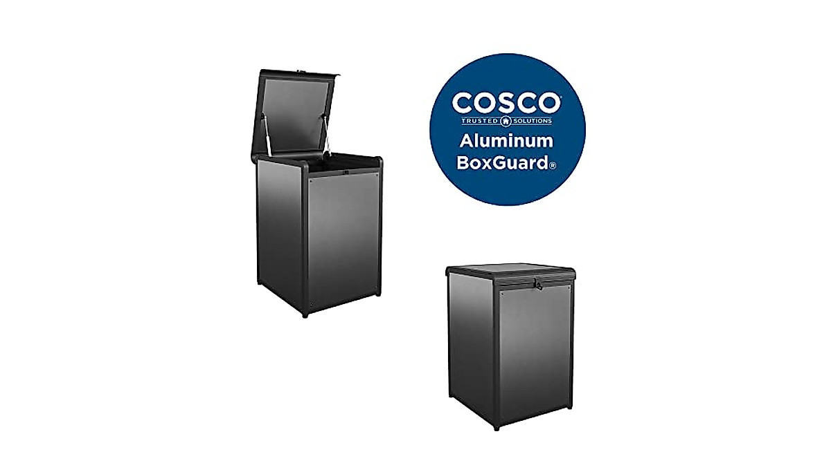 COSCO 88910GRY1E BoxGuard Heavy Duty Multi-Purpose Outdoor Storage & Delivery Box, 55 Gallons ...