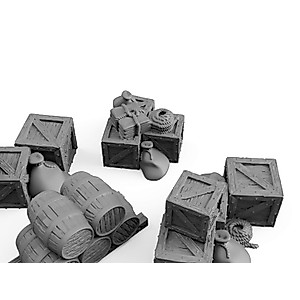 Port Ships Cargo Piles DND Terrain 28mm for Dungeons and Dragons, D&D, Pathfinder, Warhammer 40k, RPG, Miniatures, Age of Sigmar, Tabletop, D and D, Dungeons and Dragons Gifts