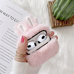 Cute Plush Rabbit Ears Airpods 3 Case 2021, Fluffy Soft Shockproof Anti-Fall Protective Case Cover for AirPods 3rd Generation (Grey)