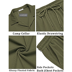 COOFANDY Men's 2 Pieces Shirt Sets Short Sleeve Casual Button Down Hippie T-Shirts Shorts Sets Summer Fashion Beach Outfits