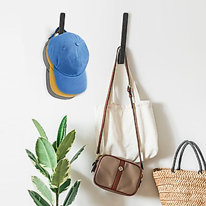 PEDORUBY Hat Rack for baseball caps, Strong Hat Hooks Wall Mount hat rack Ball Cap Holder. Multi-Purpose Hat Organizer for Hats, Clothes, Towels, 2 Pack Black