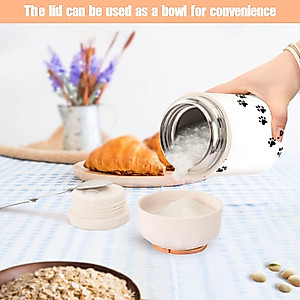 CUPADA Cat Claw Footprint Food Jar for Hot and Cold, Dog Paw Insulated Food Jars Vacuum 17OZ with Folding Spoon for Work Trip Picnic Camping