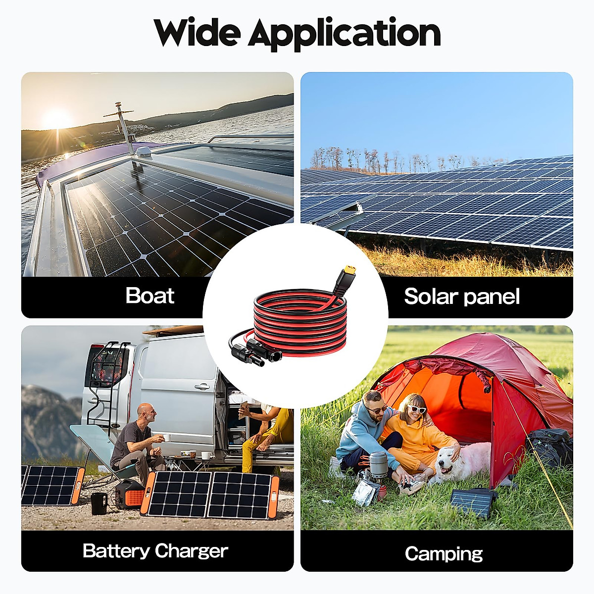 DVUIYYL XT60 Extension Cable Solar Connector XT60 Connector, 12AWG 10Ft, XT60 Connectors to XT60 Adapter Solar Cable for Portable Power Plants and Solar Generators