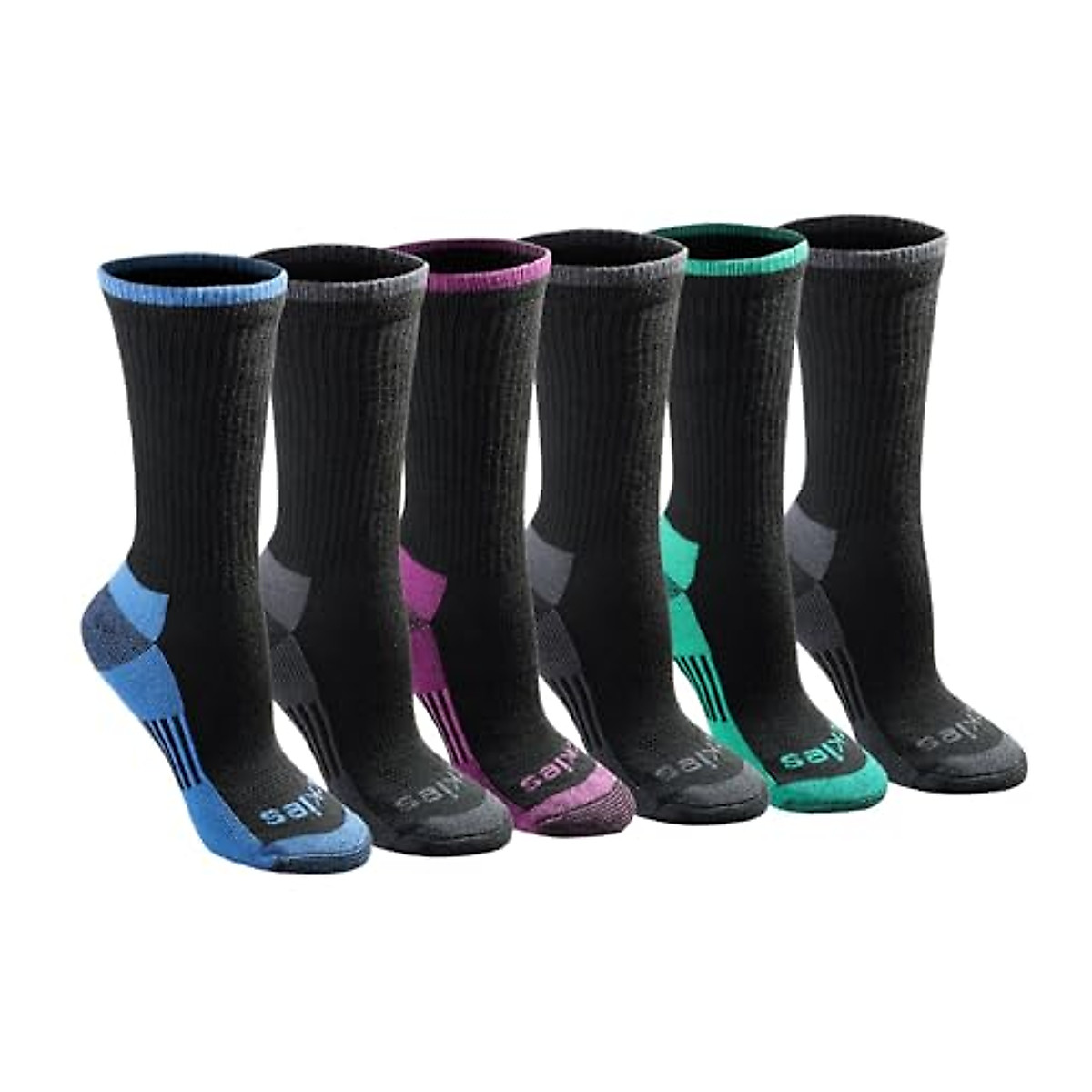 Dickies Women's Dritech Advanced Moisture Wicking Crew Socks, Black Assorted (6 Pairs), Shoe Size: 6-9