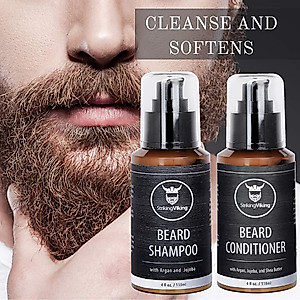 Striking Viking Beard Balm and Beard Shampoo and Conditioner Bundle with Argan and Jojoba Oils