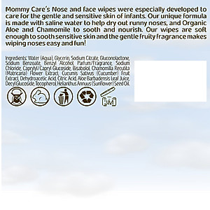 Mommy Care Baby Face & Nose Wipes Organic Biodegradable Eco Friendly Baby Nose Wipes - Sensitive Skin Natural Child Care 24 count