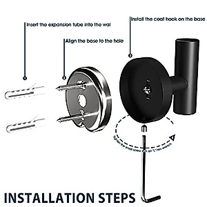 SOCONT Towel Hooks for Bathrooms Wall Mount, 2 Pack Matte Black Towel Hook for Hanging, Heavy-Duty Bathroom Wall Hooks for Towel Robe Black Wall Hooks SUS 304 Stainless Steel for Bathroom Kitchen