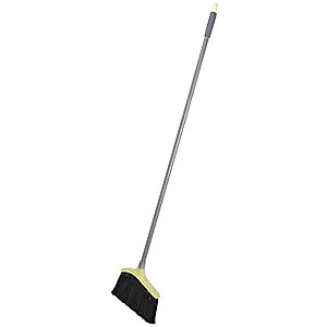 Casabella Wayclean Wide Angle Broom, Gray, Angled Broom with Densely Packed Bristles, Kitchen Broom, RV Broom, Camper Broom, Broom for Home