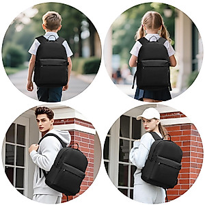 Kono School Backpack College Rucksack Lightweight School Bag Water Resistant Stylish Casual Daypack College Travel Business Work Bag for Men Women Boys and Girls fits 15.4 Inch Laptop (Black)
