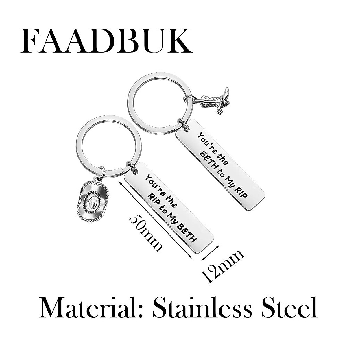 FAADBUK Tv Show Inspired Keychain Couple Keychain Set You're the Rip to My Beth Gift for Her Him (Rip to My Beth Keychain)