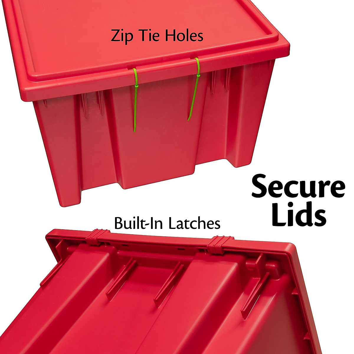 Akro-Mils 35190 Nest and Stack Plastic Storage Container and Distribution Tote, (19-1/2-Inch L x 15-1/2-Inch W x 10-Inch H), Red, (6-Pack)