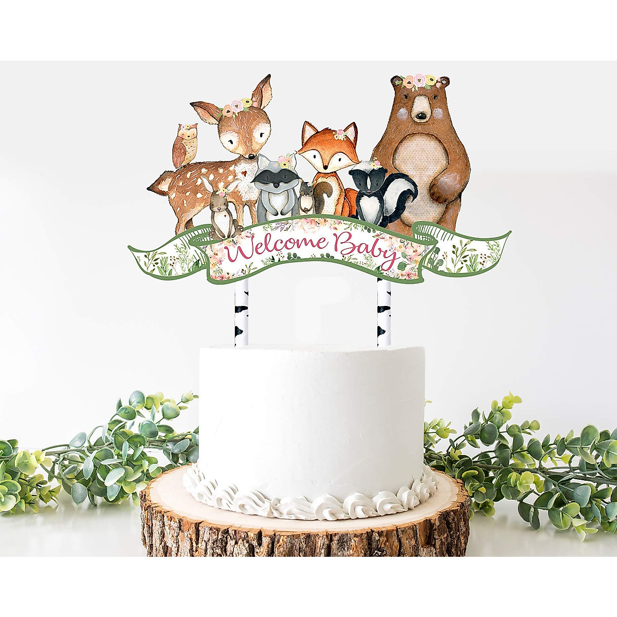 Woodland Baby Shower Cake Topper, Woodland Welcome Baby Topper, Woodland Animals, Baby Shower Decoration