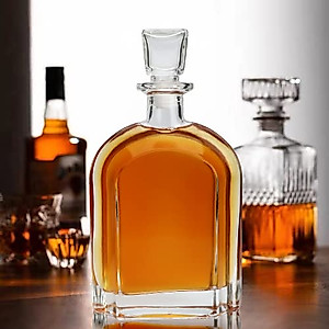 Salzesfalls Whiskey Decanter with Glass Stopper-Whiskey Glass Bottle with Airtight Geometric Stopper for Wine, Bourbon, Brandy, Liquor, Tequila, Liquor Decanter for Men.（2 Pack）